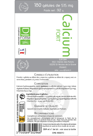 Calcium Fort - Renforcement Osseux | Vitamine D3 & Magnésium - Djform
