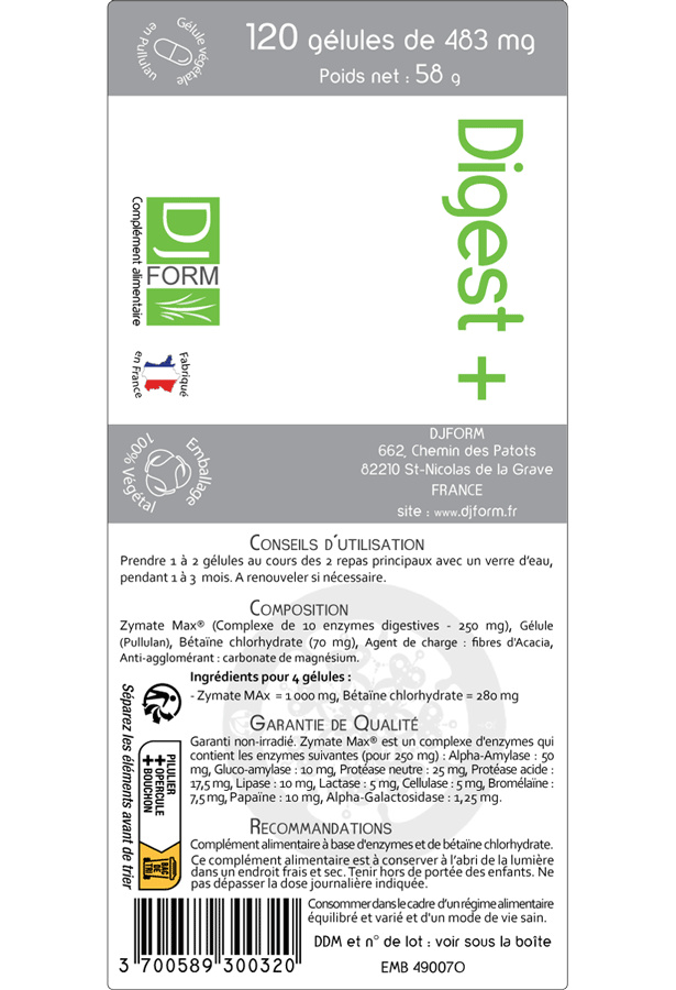 Enzymes digestives Digest+ | Complément Alimentaire Djform