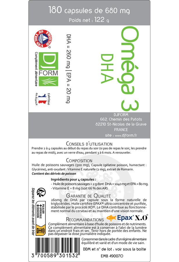 Omega 3 DHA EPAX - Fonctions cérébrales et Vision | Djform