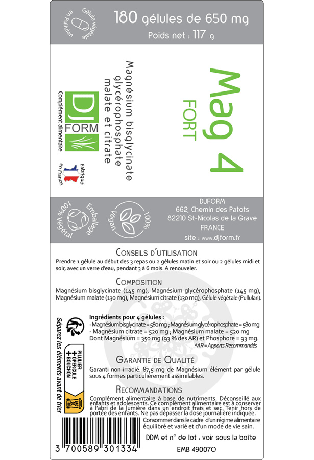 Mag 4 Fort Djform - Complexe de magnésium citrate malate bisglycinate ...